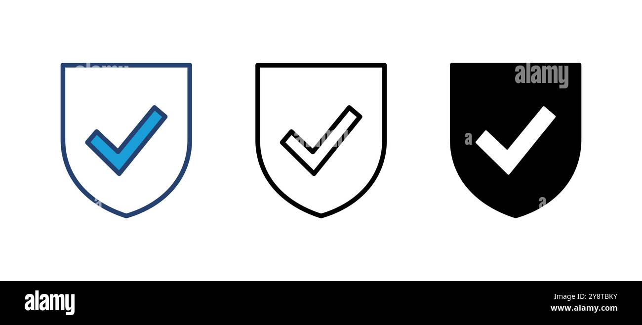 Shield check mark icon vector. Protection approve sign. Safe icon ...