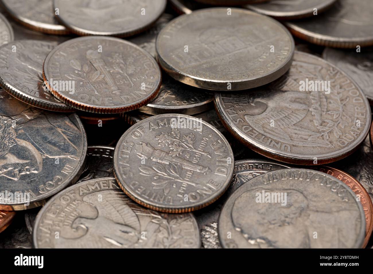 Pile of old coins. Spare change, tipping, and financial planning ...