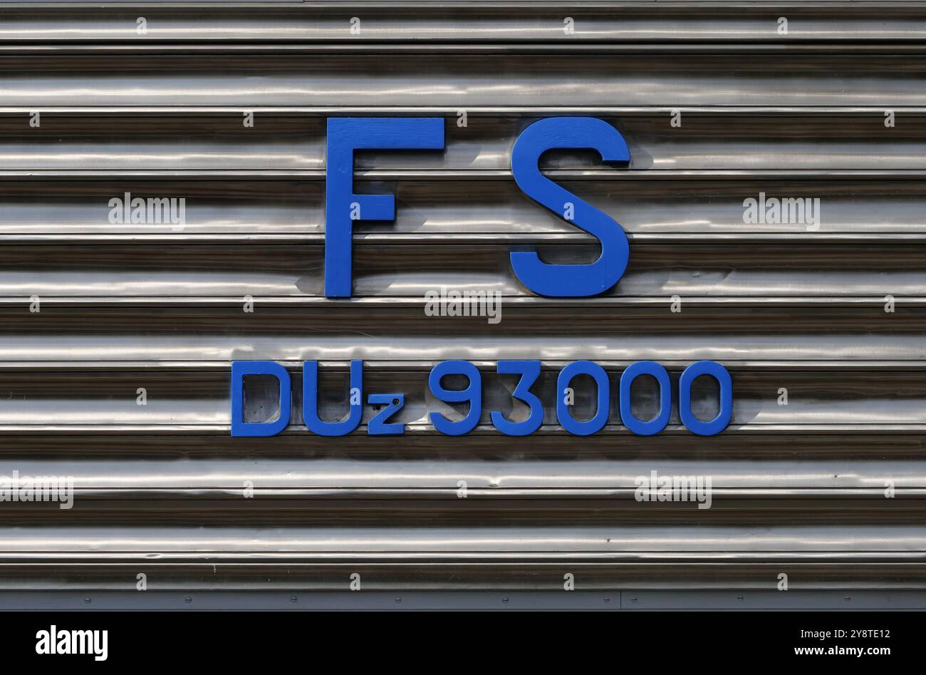 Historic FS sign train locomotive in the central Milan railway depot ...