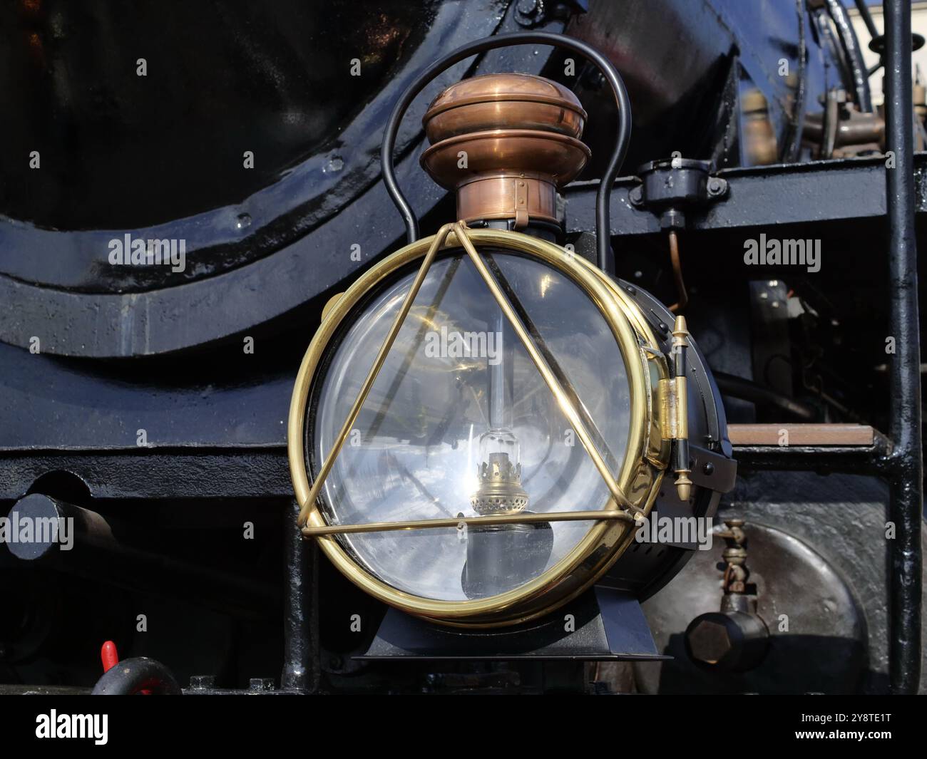 Historic steam locomotive headlights in the central Milan railway depot Stock Photo - Alamy