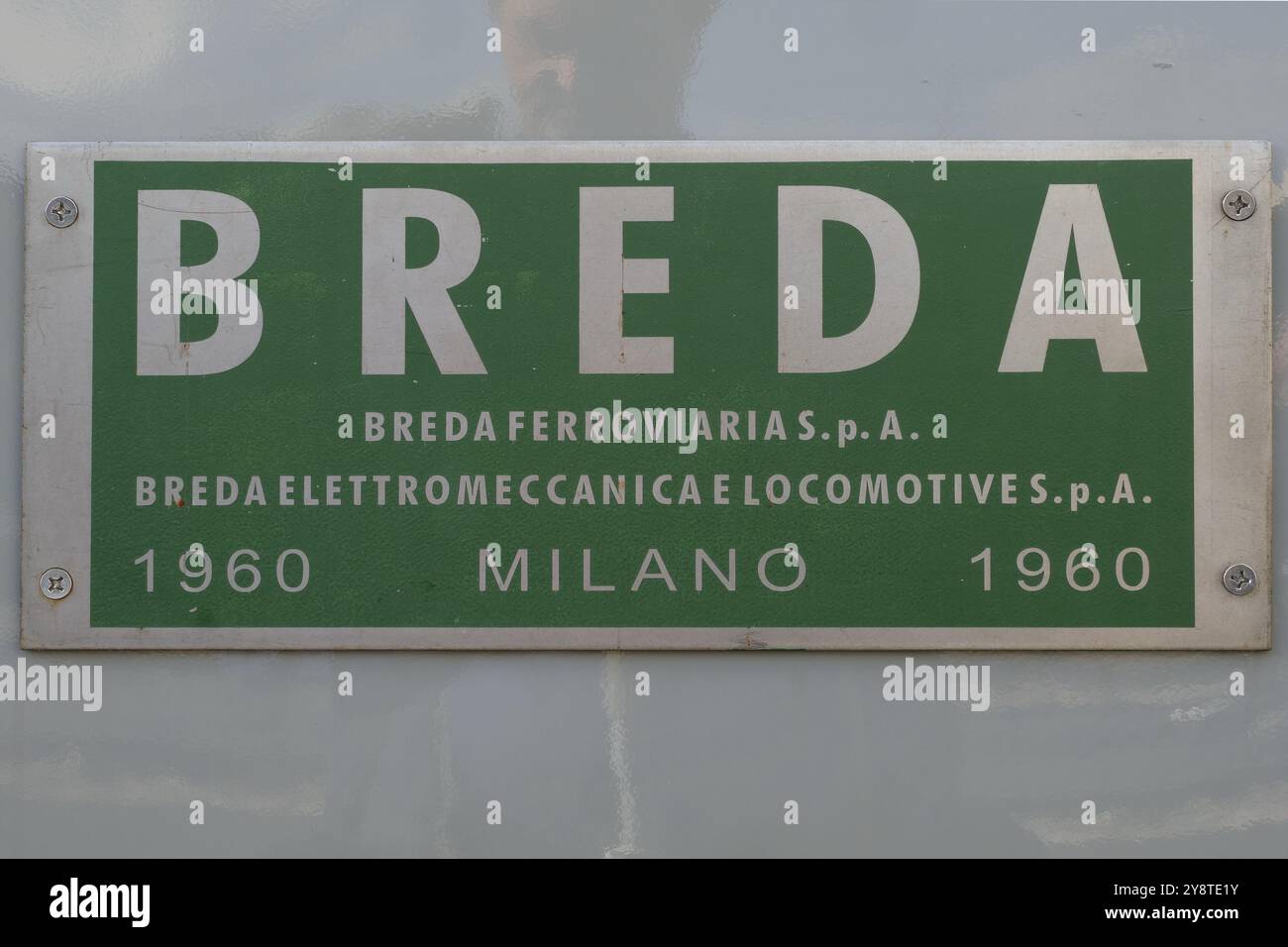 Historic Breda sign train locomotive in the central Milan railway depot ...