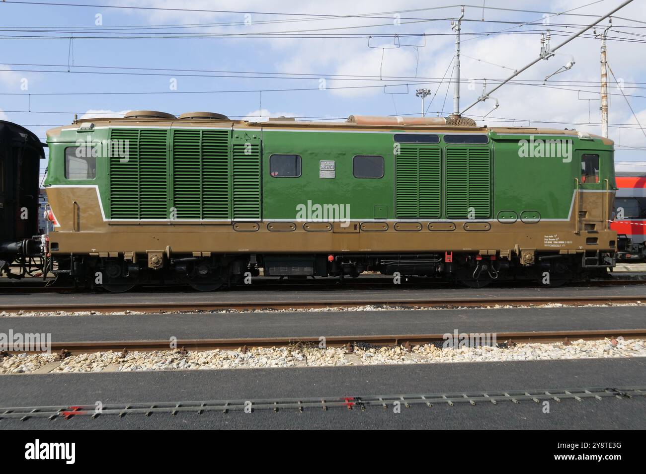 Historic diesel locomotive in the central Milan railway depot Stock ...