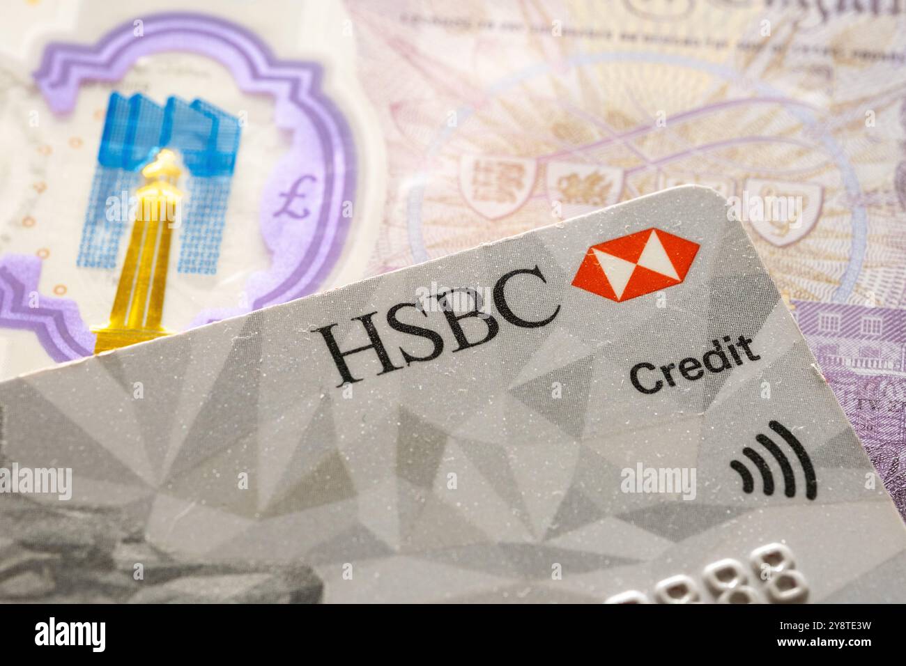 HSBC credit card non British 20 pound note Stock Photo - Alamy