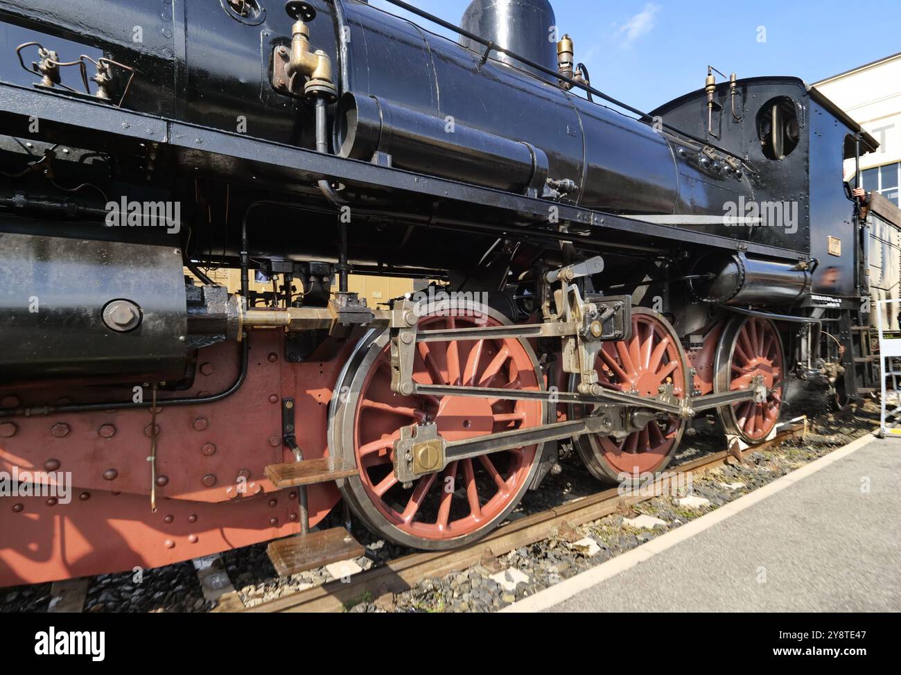Historic steam locomotive in the central Milan railway depot Stock ...