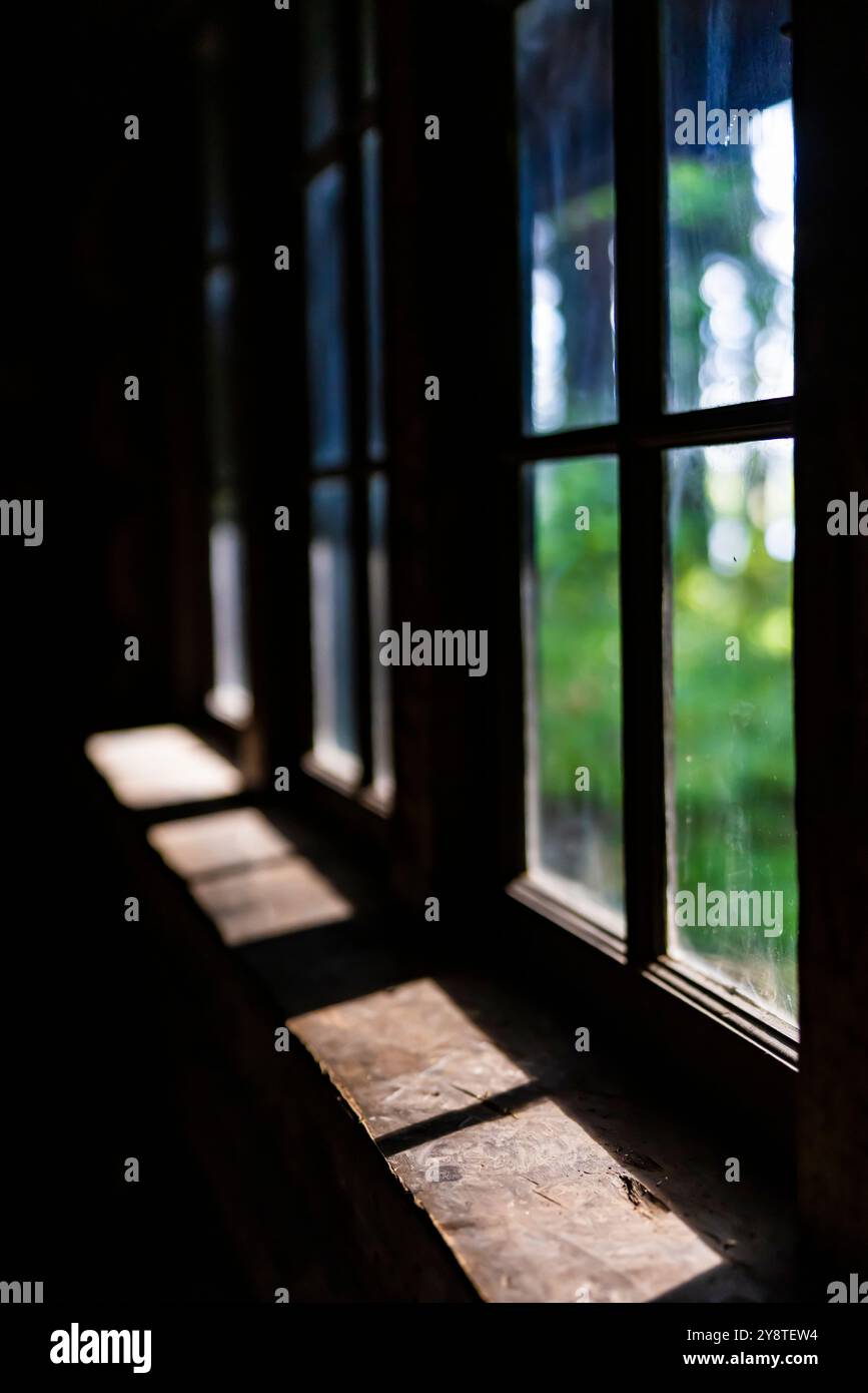 Windows of rustic style picnic pavilion built by the Civilian ...