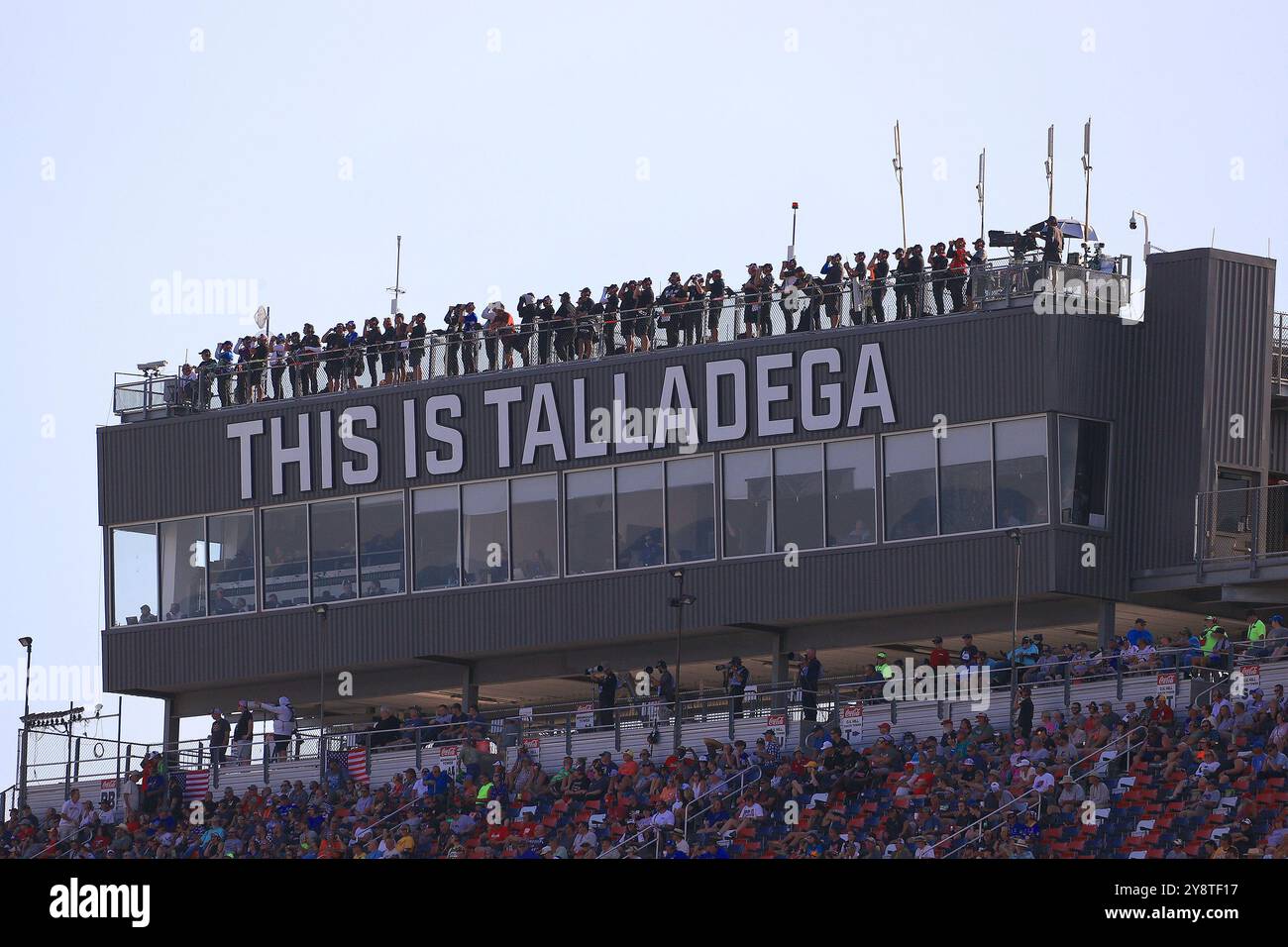 LINCOLN, AL - OCTOBER 06: Spotters above the race control tower observe ...