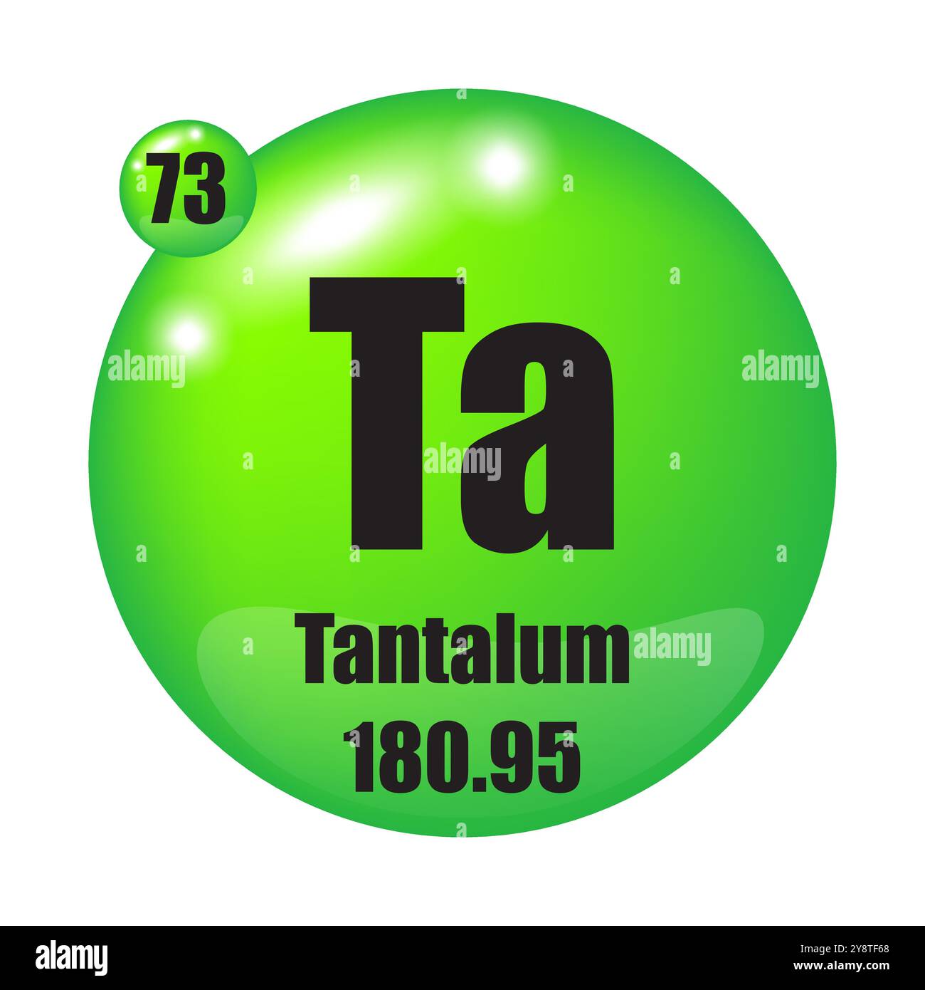 Tantalum icon. Ta chemical element. Atomic number 73. Mass 180.95 ...