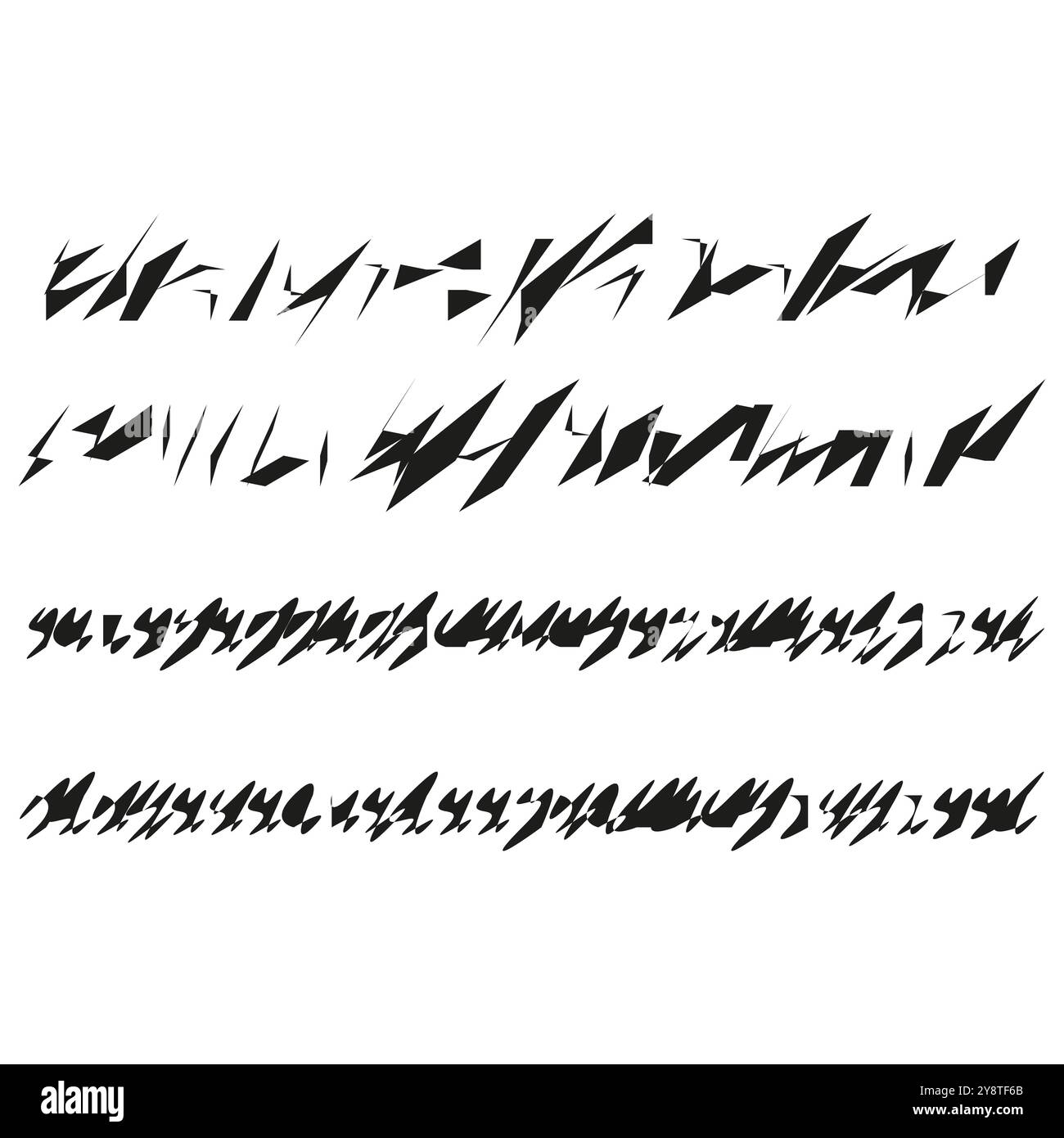 Abstract distorted text. Illegible typography graphic. Dynamic glitch ...