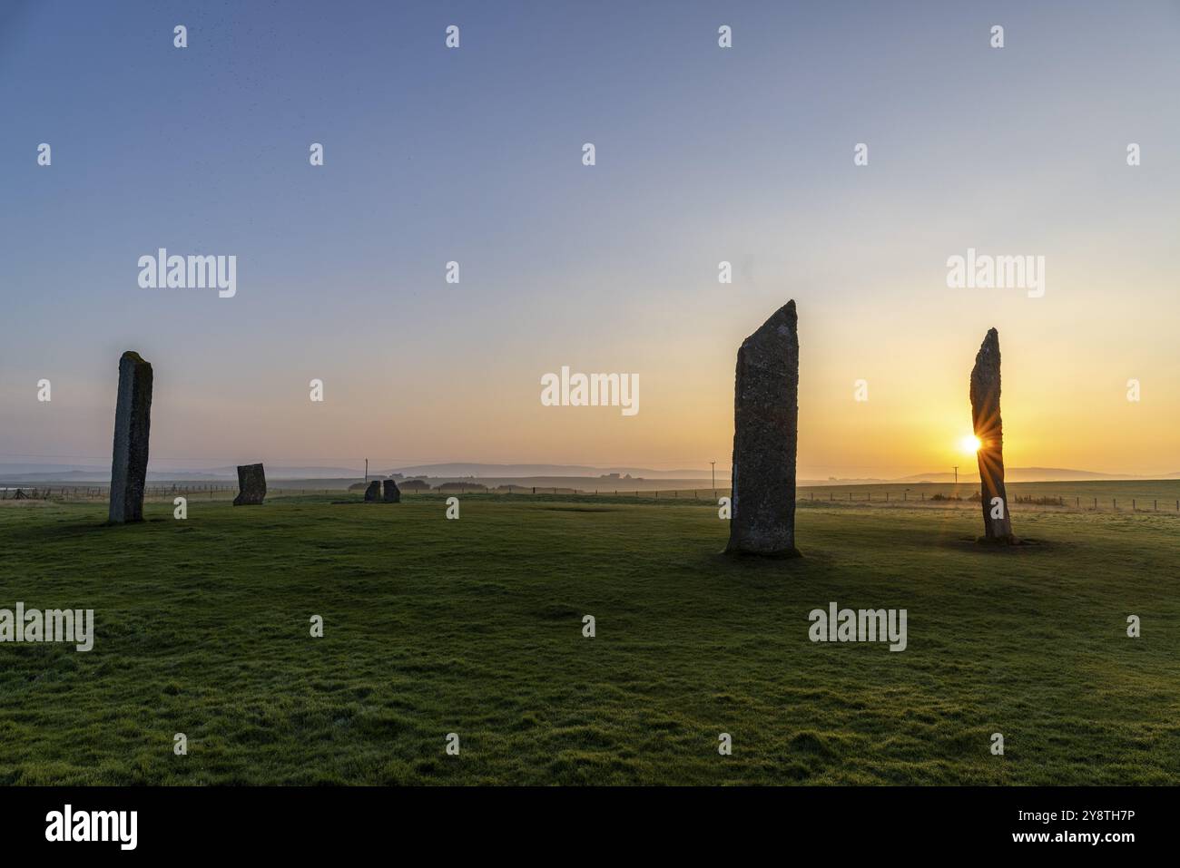 Stones of Stenness Circle and Henge at sunrise, stone circle and henge ...