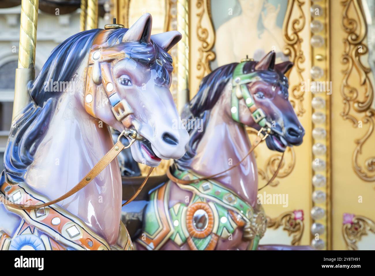 Florence, Italy, Circa March 2022: vintage carousel horse, antique ...