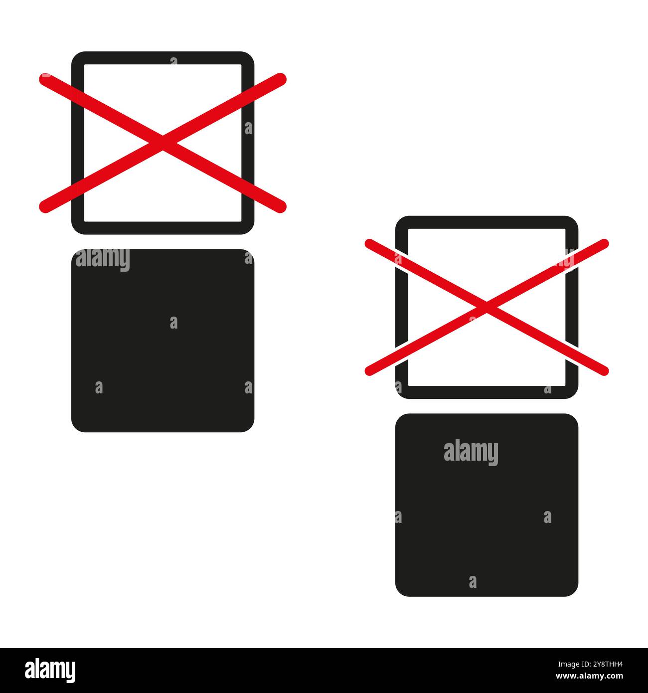 Crossed out square icons. Prohibited symbol concept. Minimalist vector ...