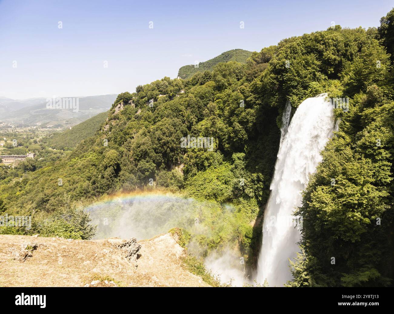Marmore waterfall in Umbria region, Italy. Amazing cascade splashing ...