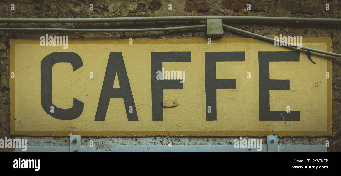 Old vintage coffee sign in Italy, Concept of retro, traditional Caffe ...