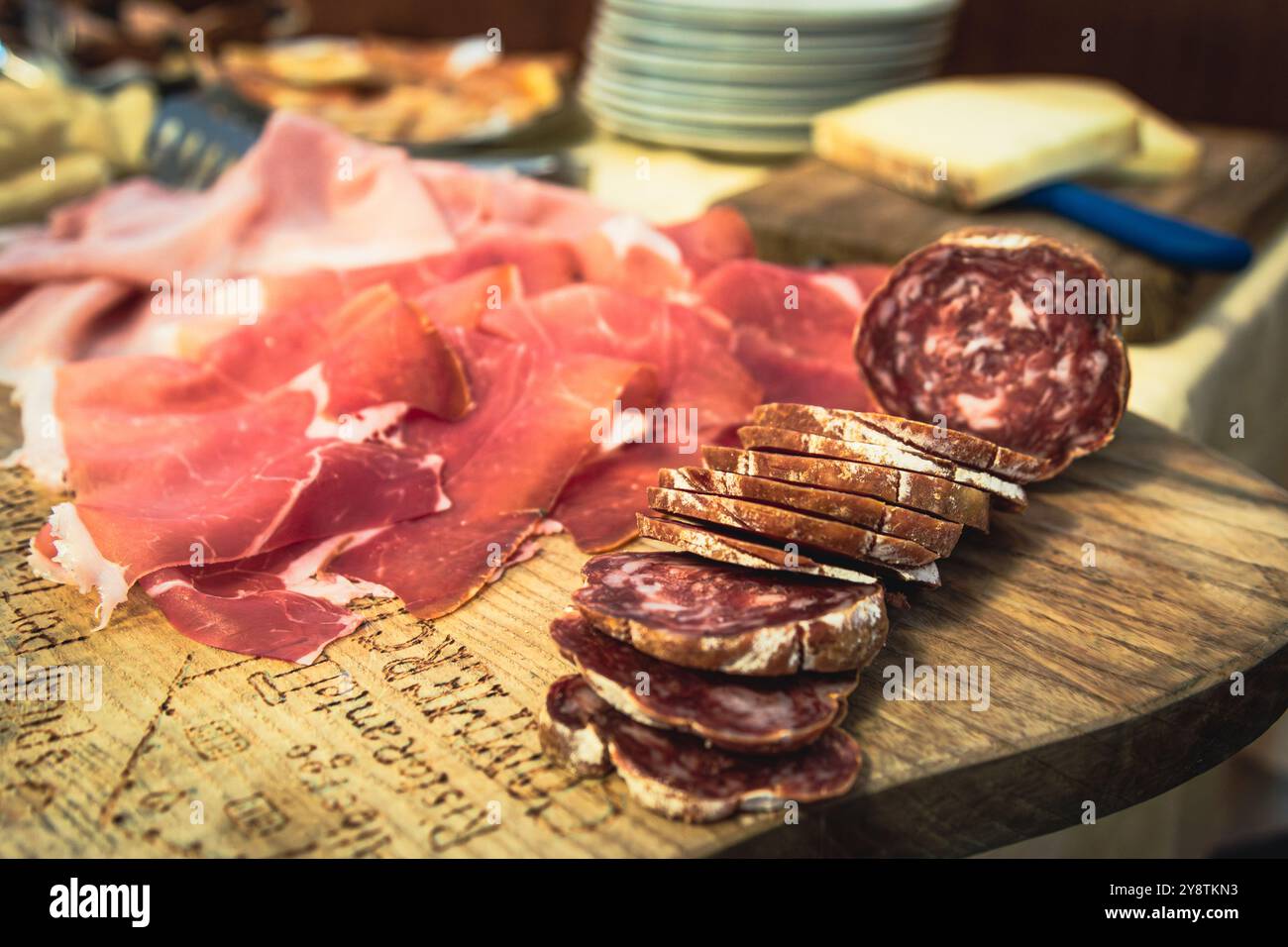 Italian sliced Salami, a tradition in any meal Stock Photo - Alamy