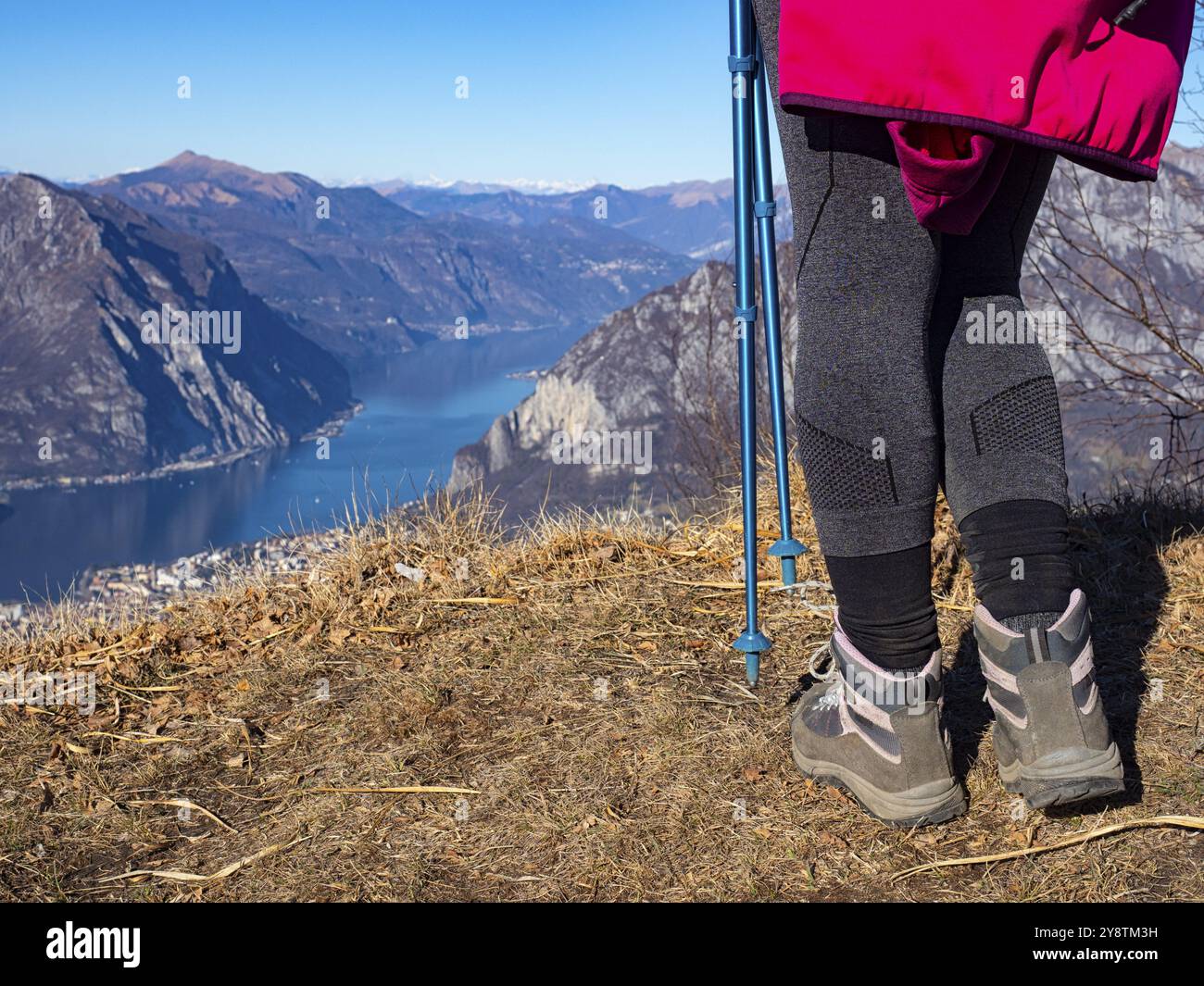 Trekking boots close-up on a trail of Lake Como Stock Photo - Alamy