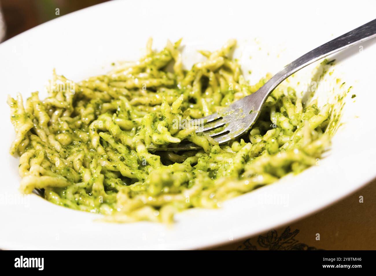 Traditional Italian food, trofie al pesto, typical regional pasta from ...
