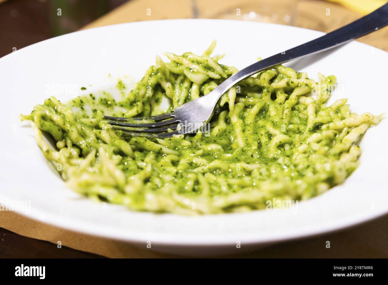 Traditional Italian food, trofie al pesto, typical regional pasta from ...