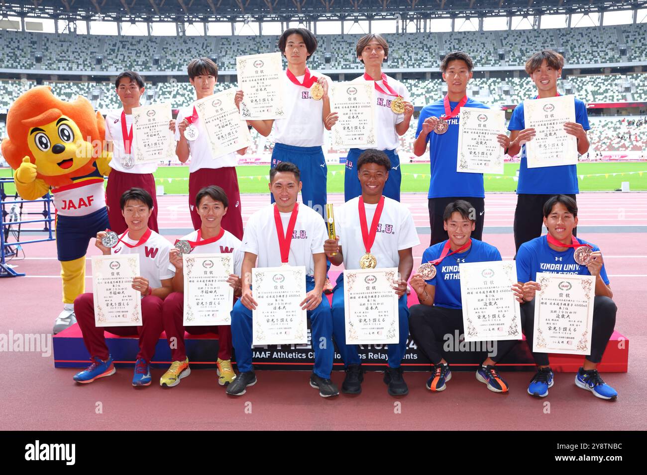 Tokyo, Japan. 6th Oct, 2024. (L-R) /Waseda University team group, Nihon ...