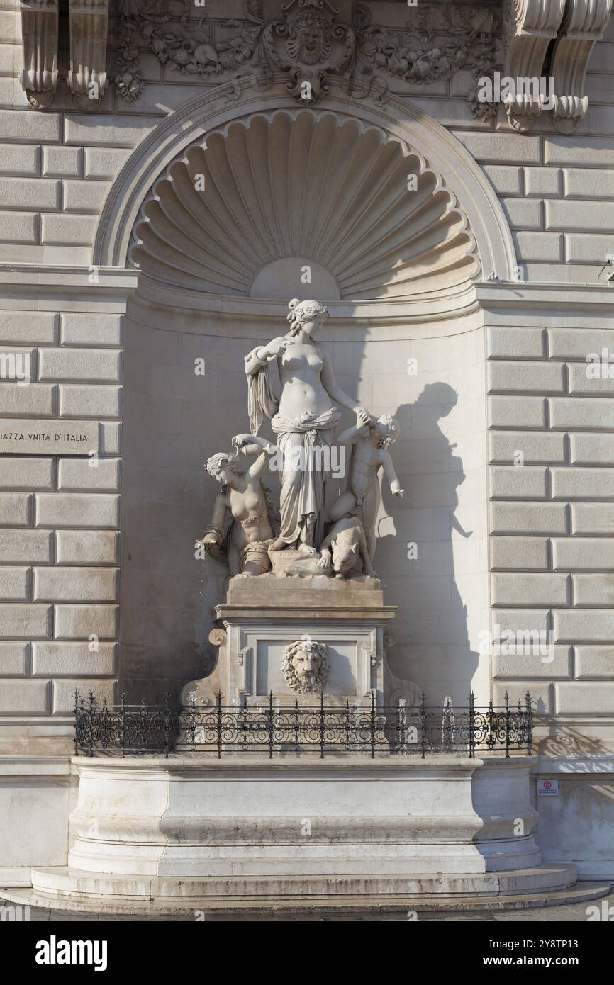 Tethys statue, Lloyd Adriatico Palace, Italy square, Trieste, Friuli ...