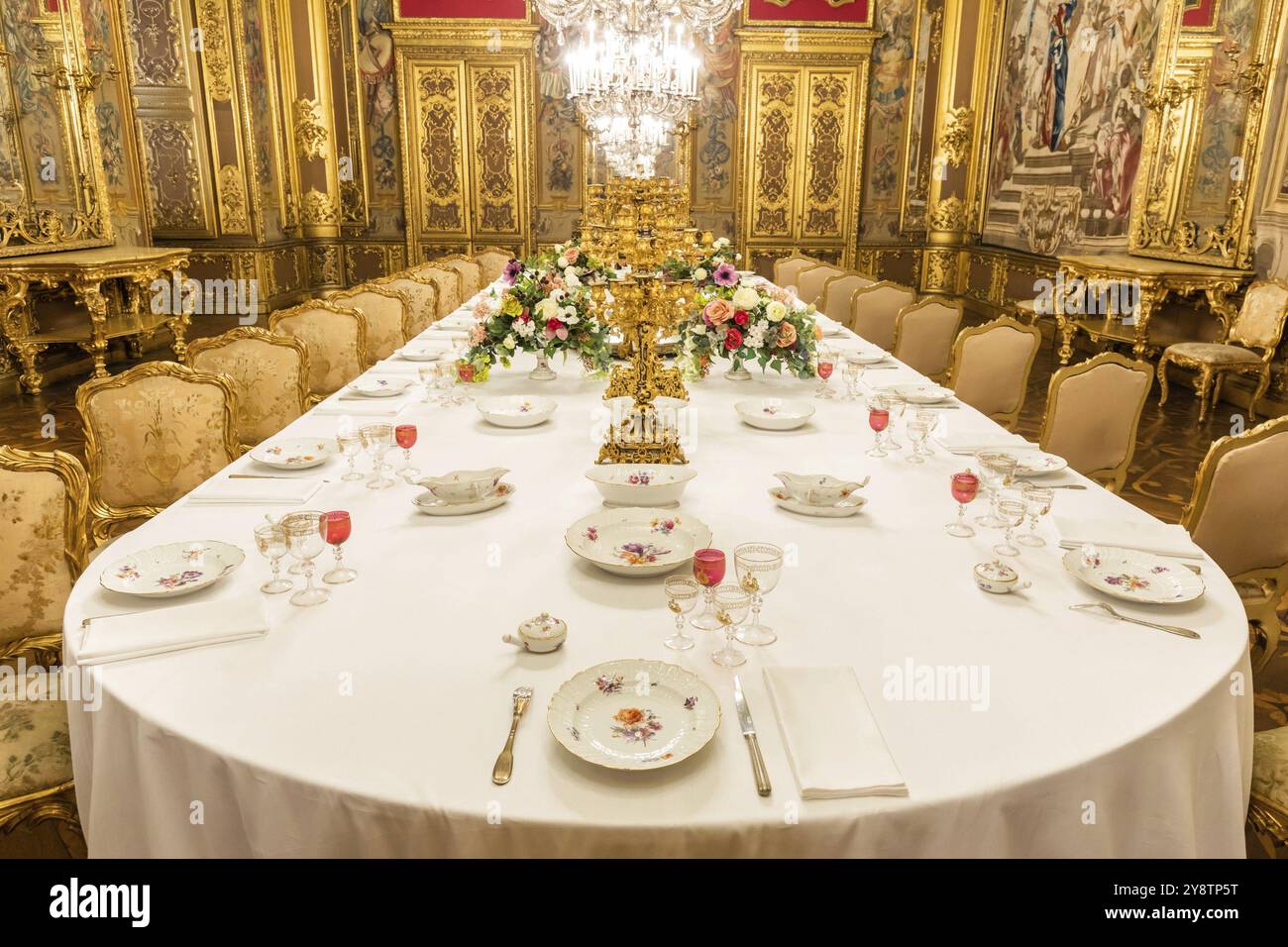 Turin, Italy, April, 2023: Royal Palace Dining Room. Luxury elegant ...