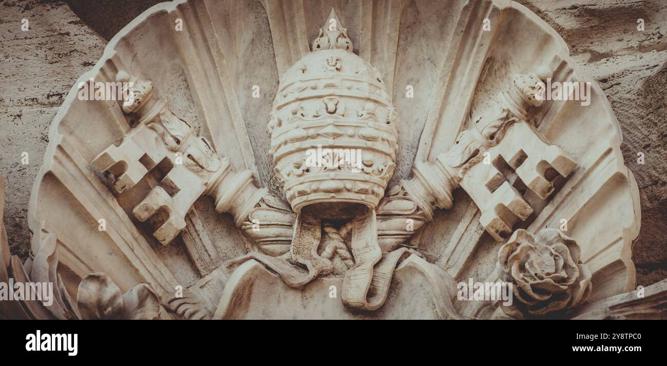 Vatican State symbol, two crossed keys and a tiara, Vatican City State ...