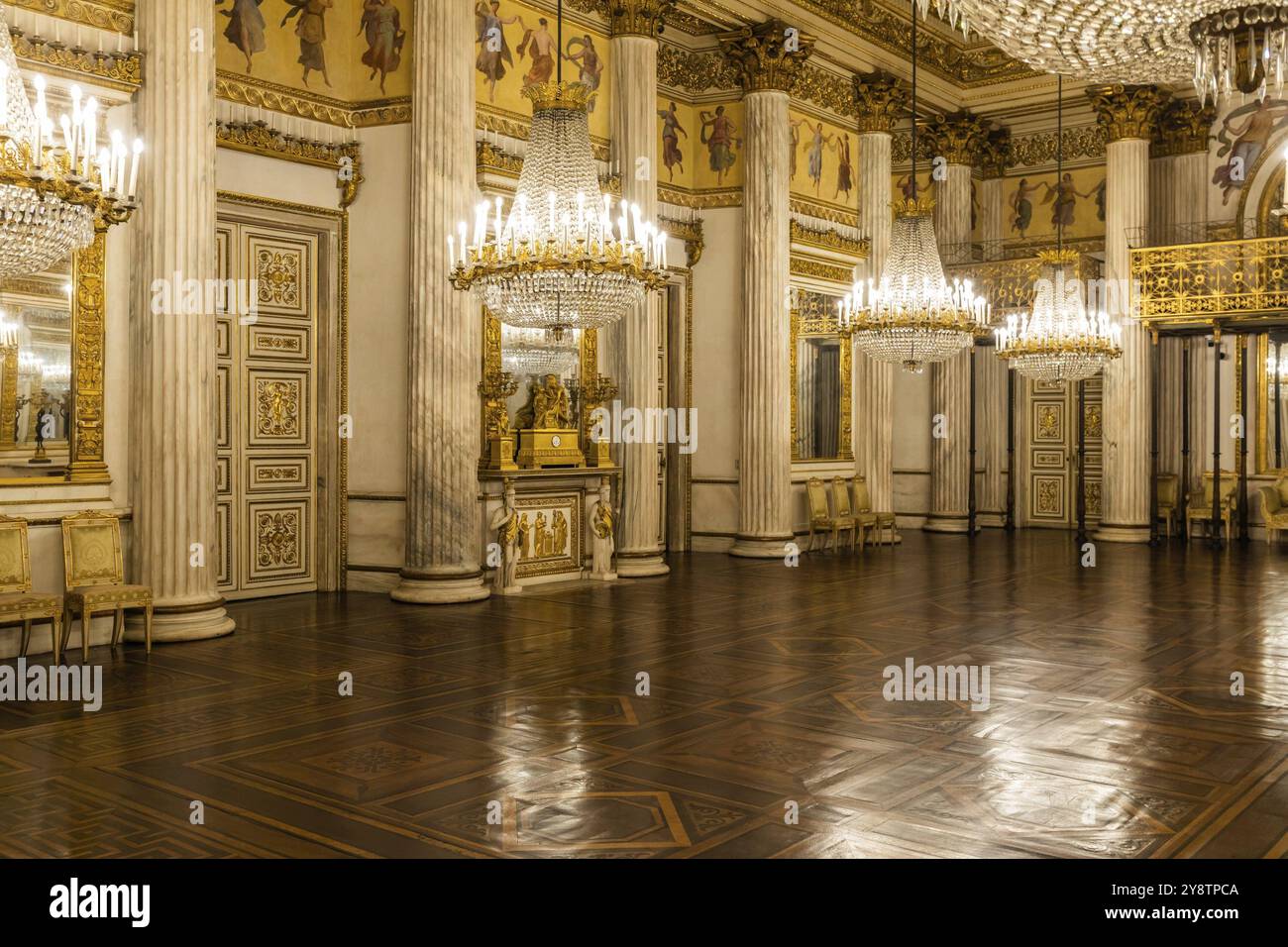 Turin, Italy, Circa January 2022: romantic old ballroom interior in ...