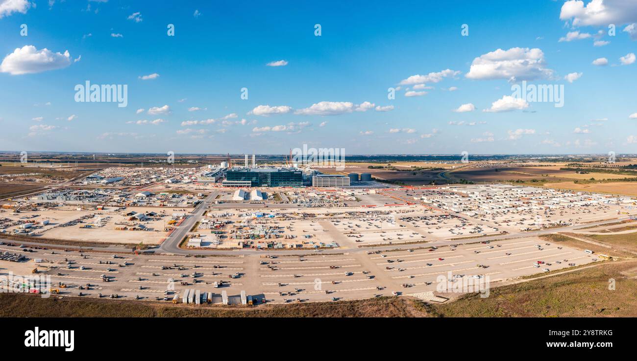Taylor, TX - 5 October 2024: Serial view of construction of massive ...