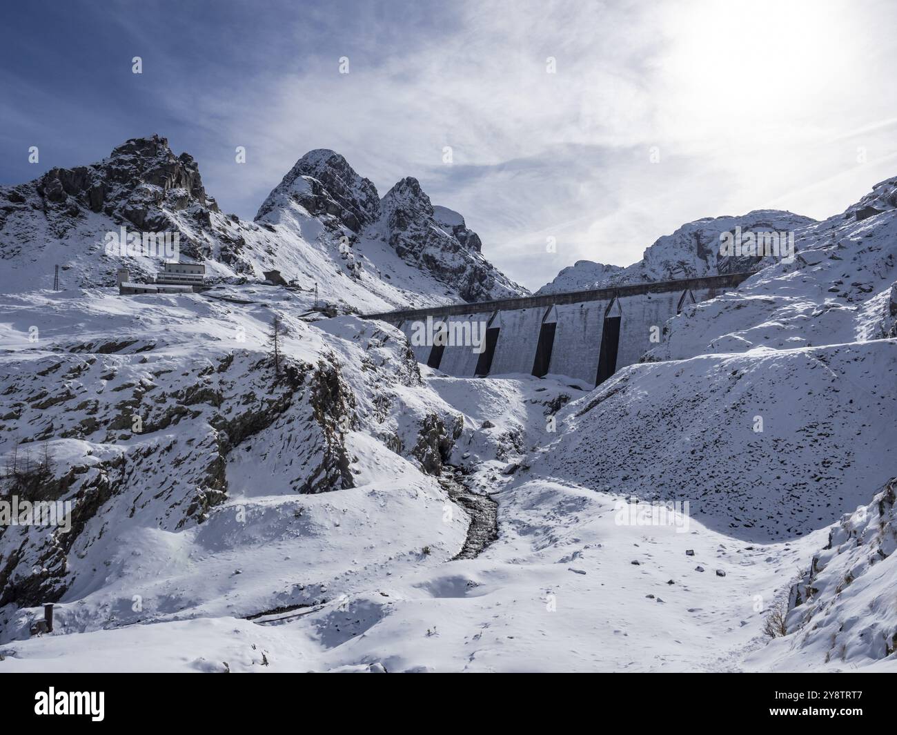 Alpine dam in the alps of Valgerola Stock Photo - Alamy