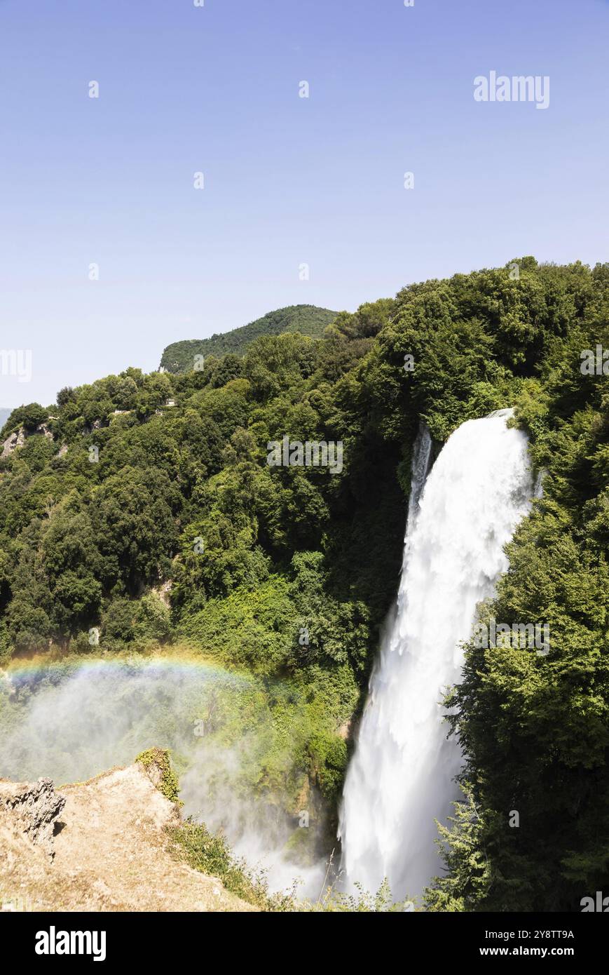 Marmore waterfall in Umbria region, Italy. Amazing cascade splashing ...