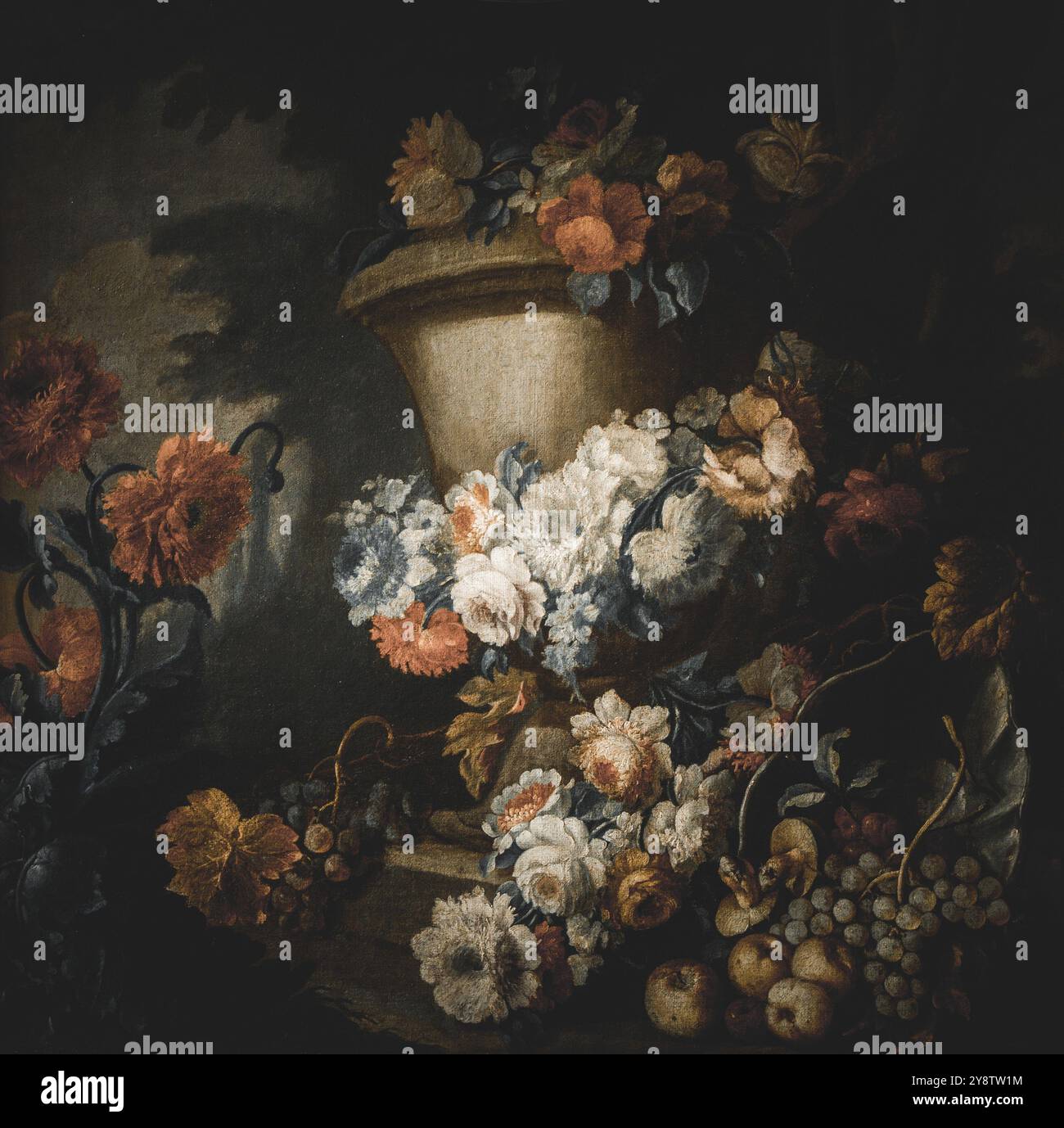 Old baroque flowers painting, vintage style aged decoration Stock Photo ...