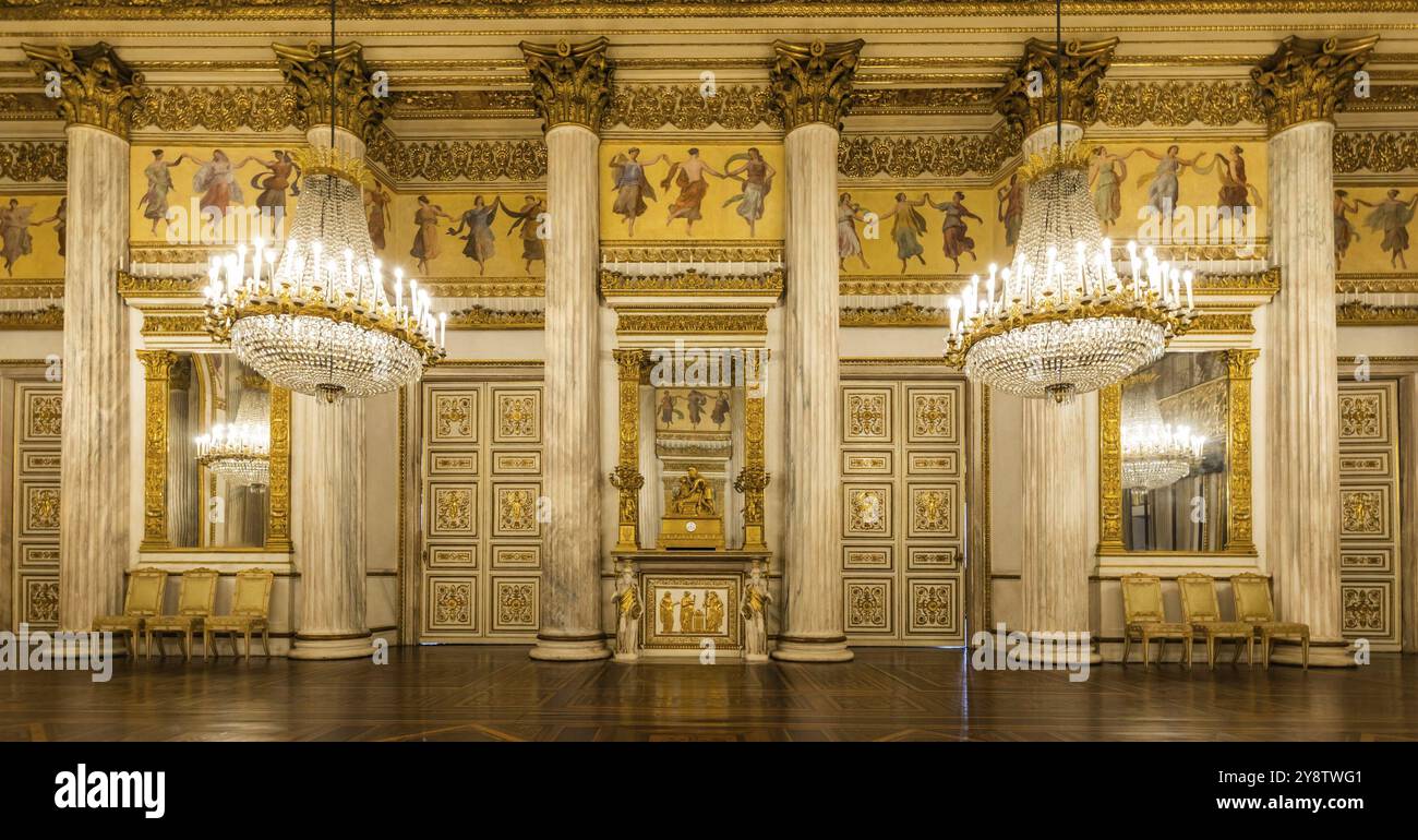 Turin, Italy, Circa January 2022: romantic old ballroom interior in ...
