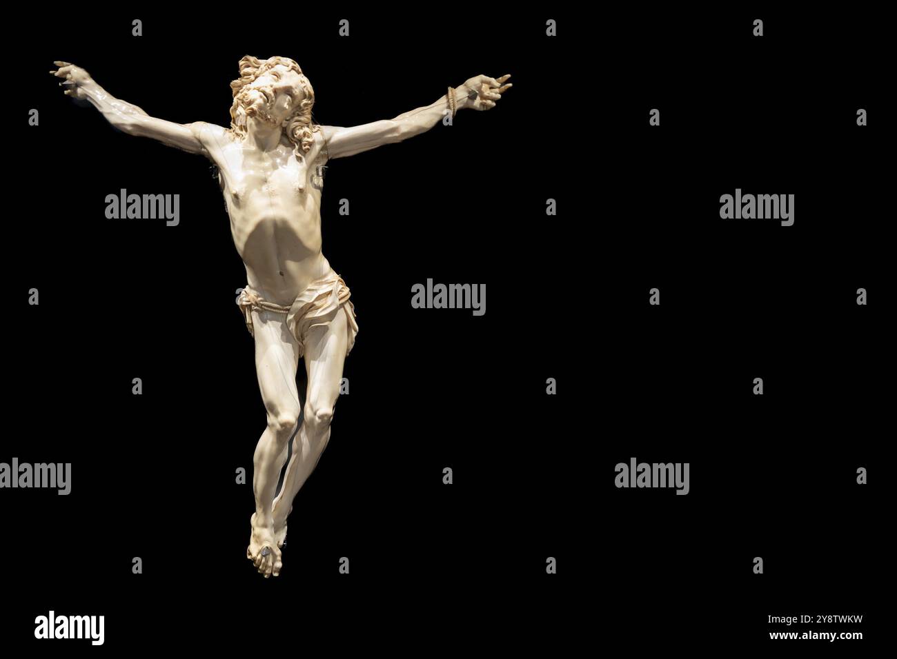 Jesus Christ, Old crucifix, Catholic Church, on black background with copy space Stock Photo - Alamy