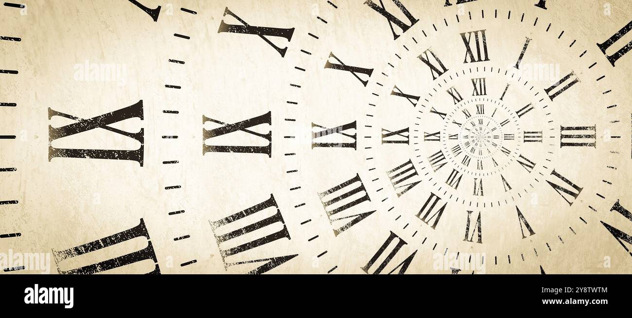 Droste effect background with infinite clock spiral. Abstract design ...