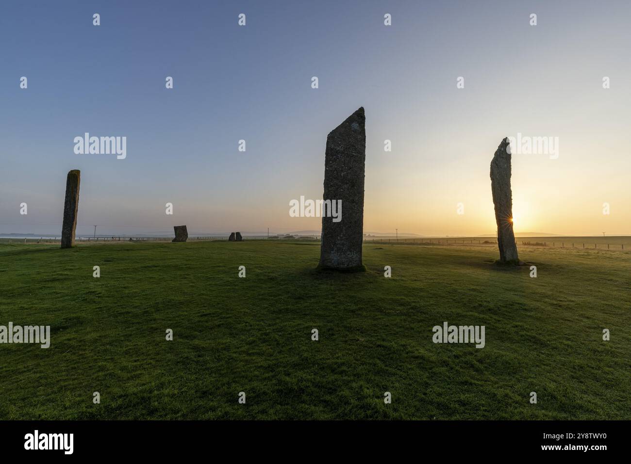 Stones of Stenness Circle and Henge at sunrise, stone circle and henge ...
