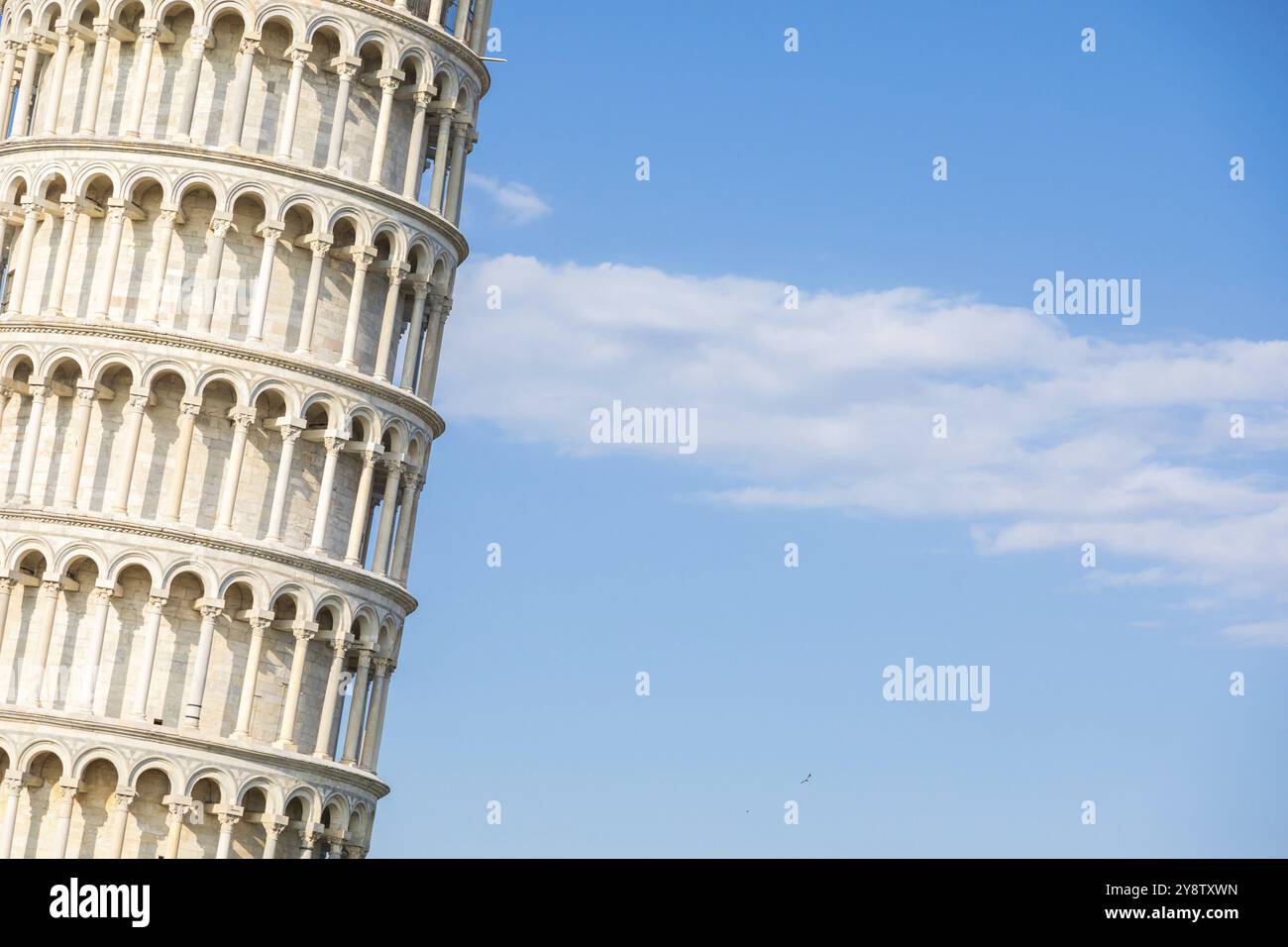 Pisa, Italy, Famous Leaning Tower landmark with blue sky, Renaissance ...