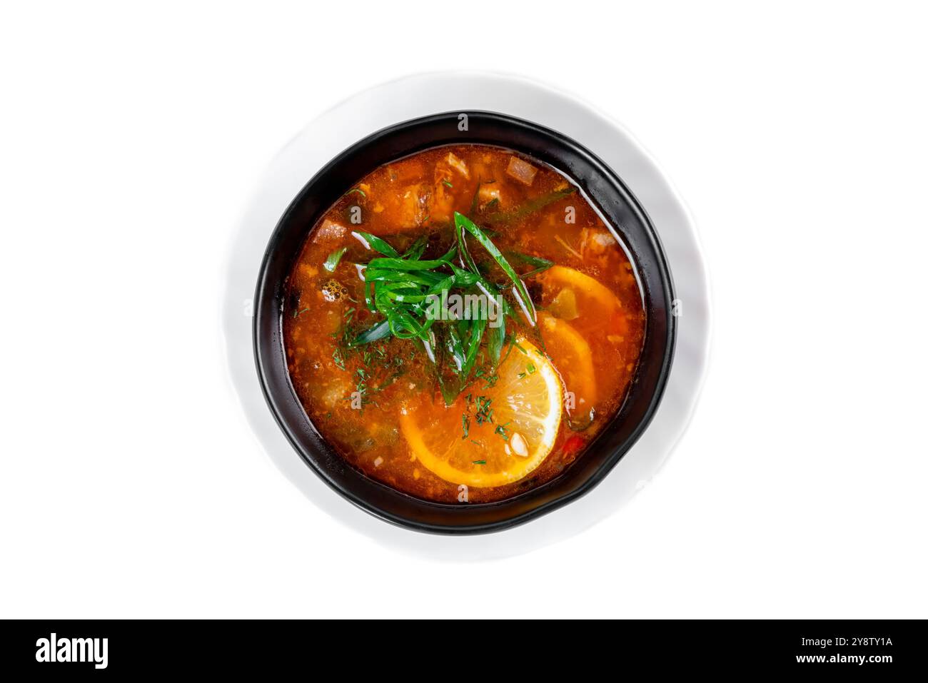 Russian soup Solyanka on white background Stock Photo - Alamy