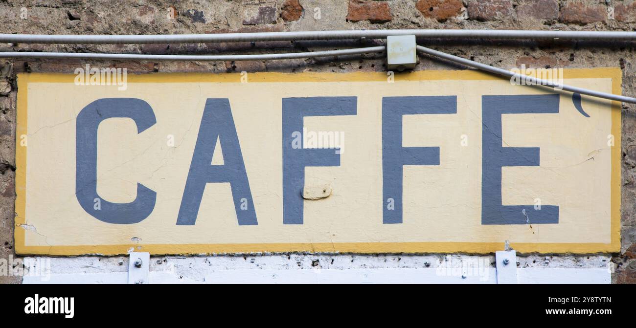 Old vintage coffee sign in Italy, Concept of retro, traditional Caffe ...