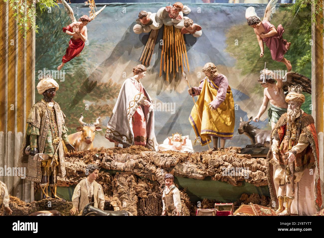 VENARIA REALE, ITALY, Circa January 2022: Italian crib, named presepe, with nativity ...