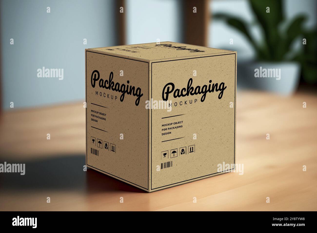 Product cubic box mockup, Realistic brown carton package with copy ...