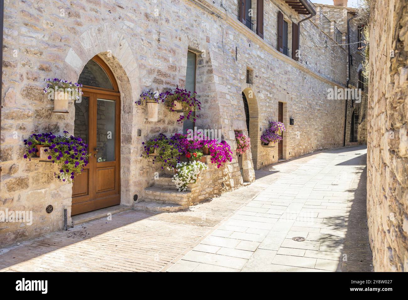 Assisi village in Umbria region, Italy. The town is famous for the most ...