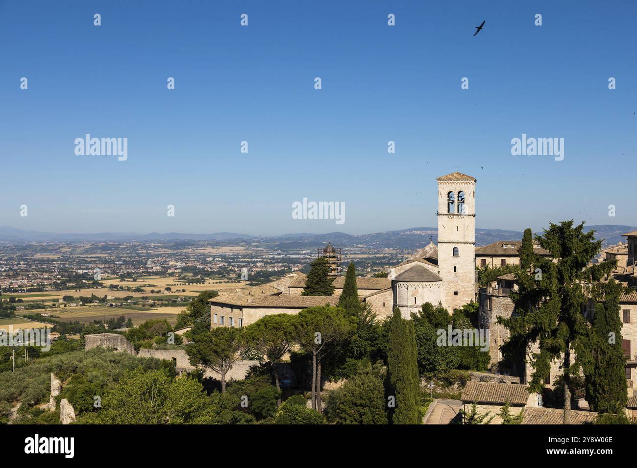 Church in Assisi village in Umbria region, Italy. The town is famous ...