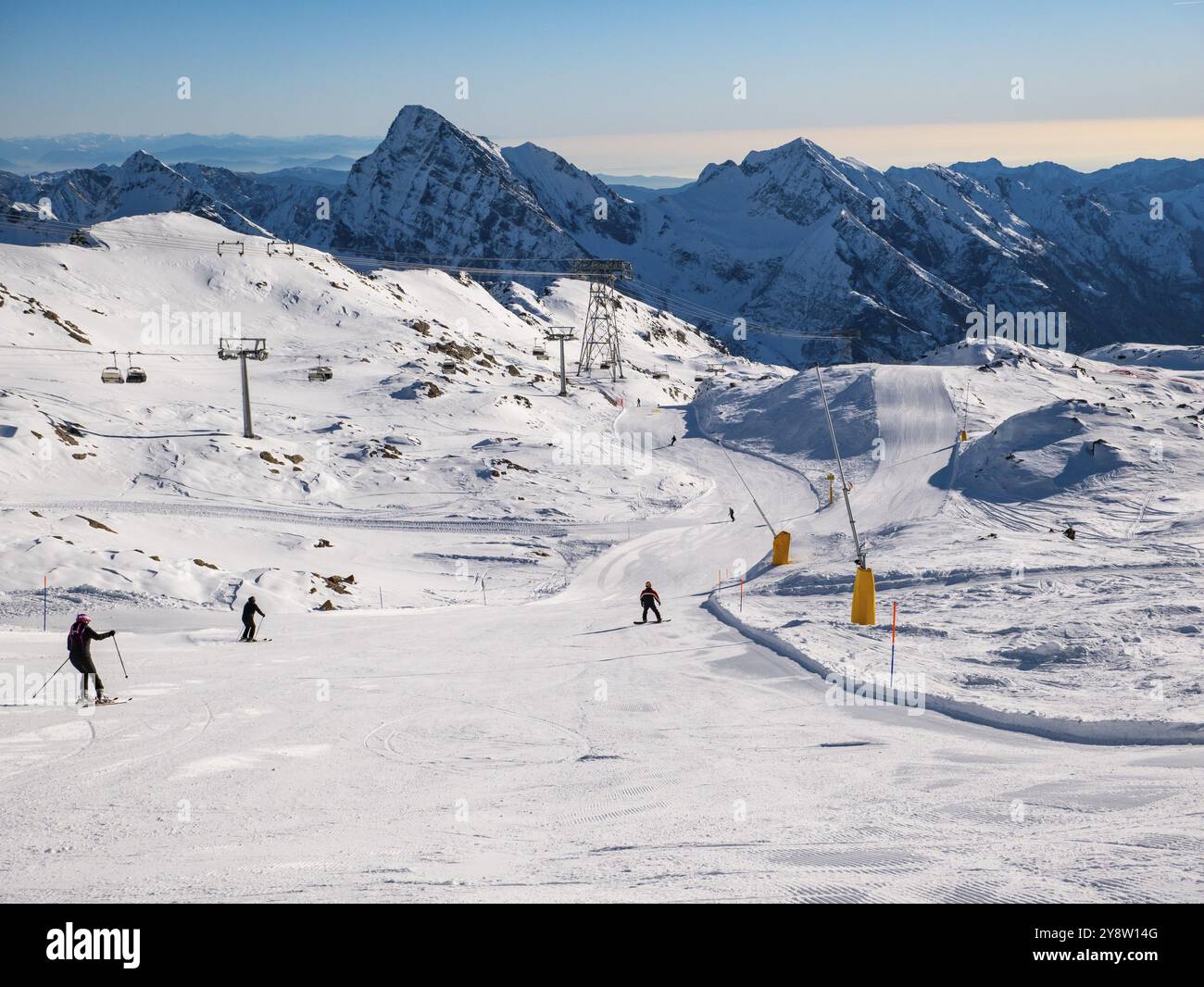 Ski slope in the alps of Gressoney Stock Photo - Alamy