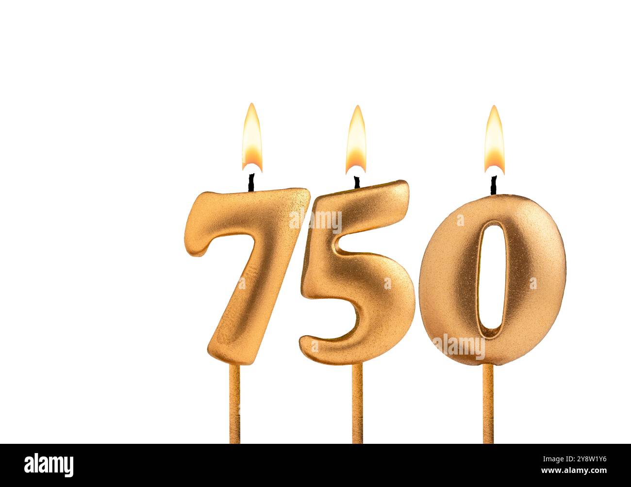 Birthday number 750 - Golden candle on white background Stock Photo - Alamy