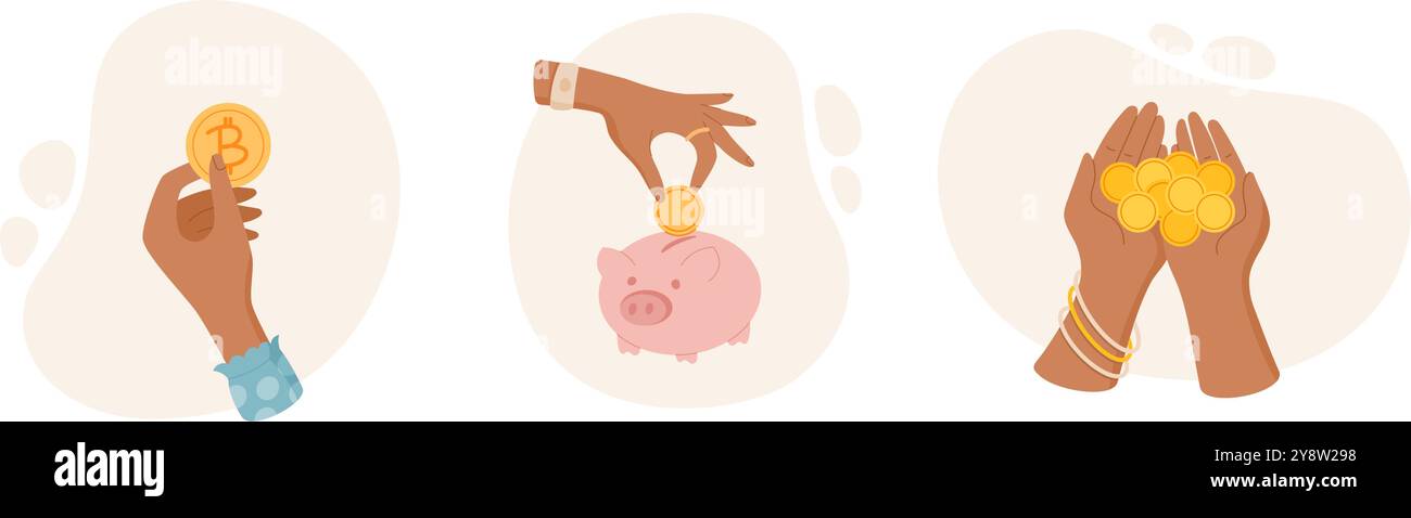 Hand Hold Coin Set Stock Vector Image & Art - Alamy