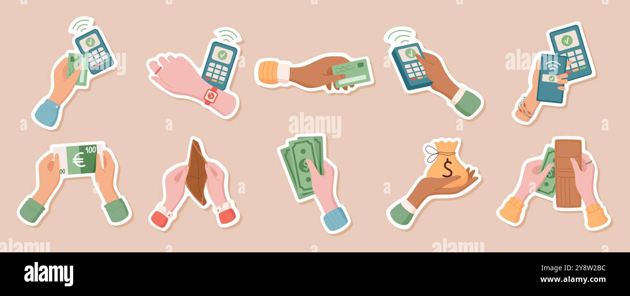 Money Hand Sticker Set Stock Vector Image & Art - Alamy