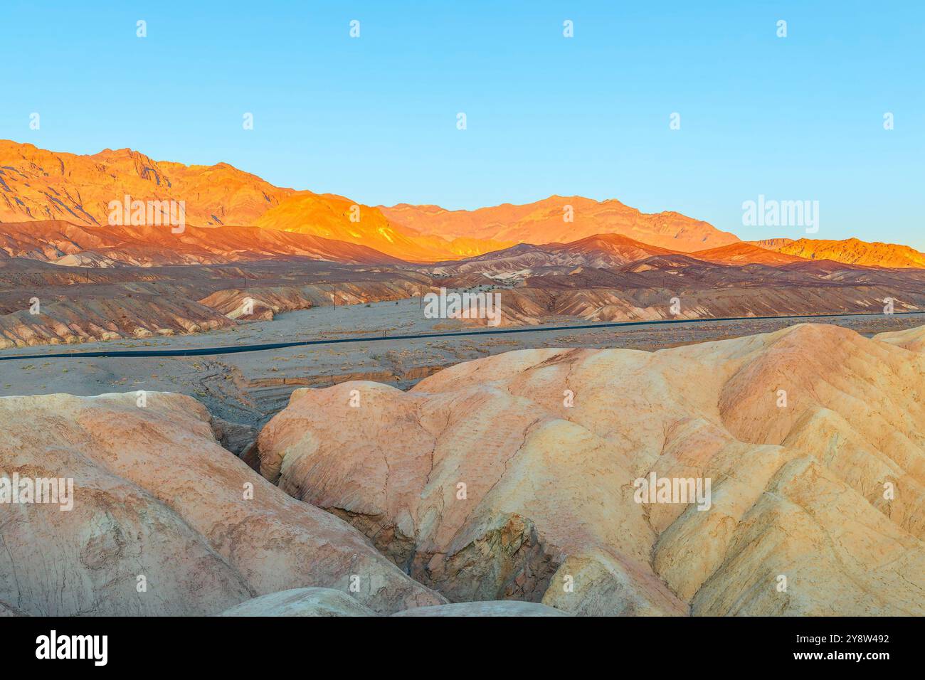 The famous Zabriskie Point in Death Valley National Park at sunset ...