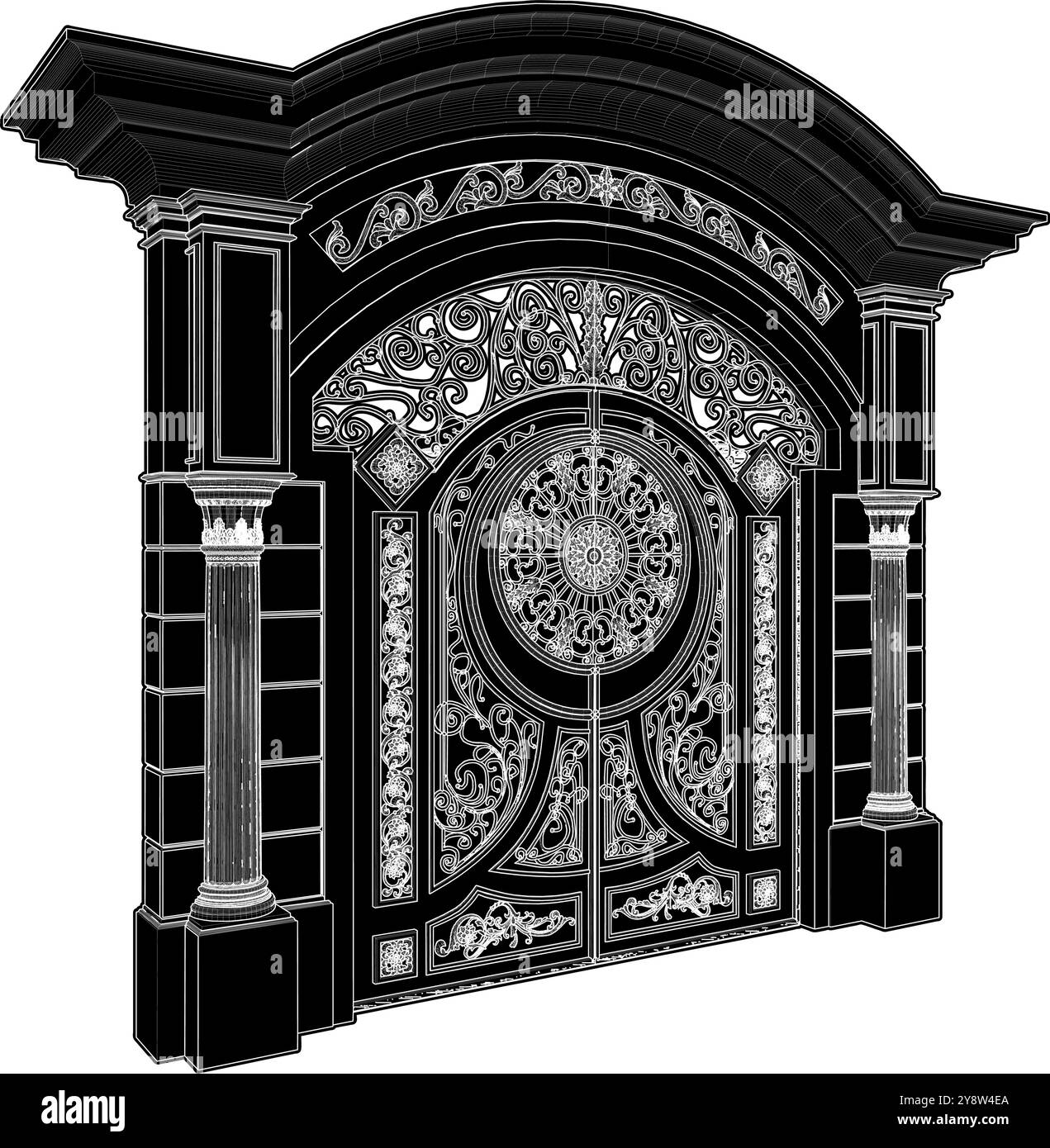 Forged Gate Vector. Illustration Of Arc Entrance Gate Isolated On White ...