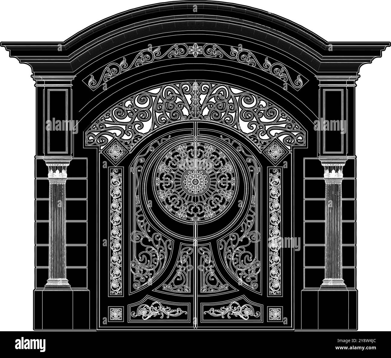 Forged Gate Vector. Illustration Of Arc Entrance Gate Isolated On White ...