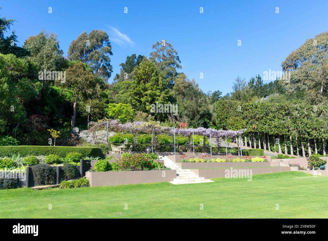 View of house lawn and garden, Cashmere Hills, Christchurch, Canterbury ...