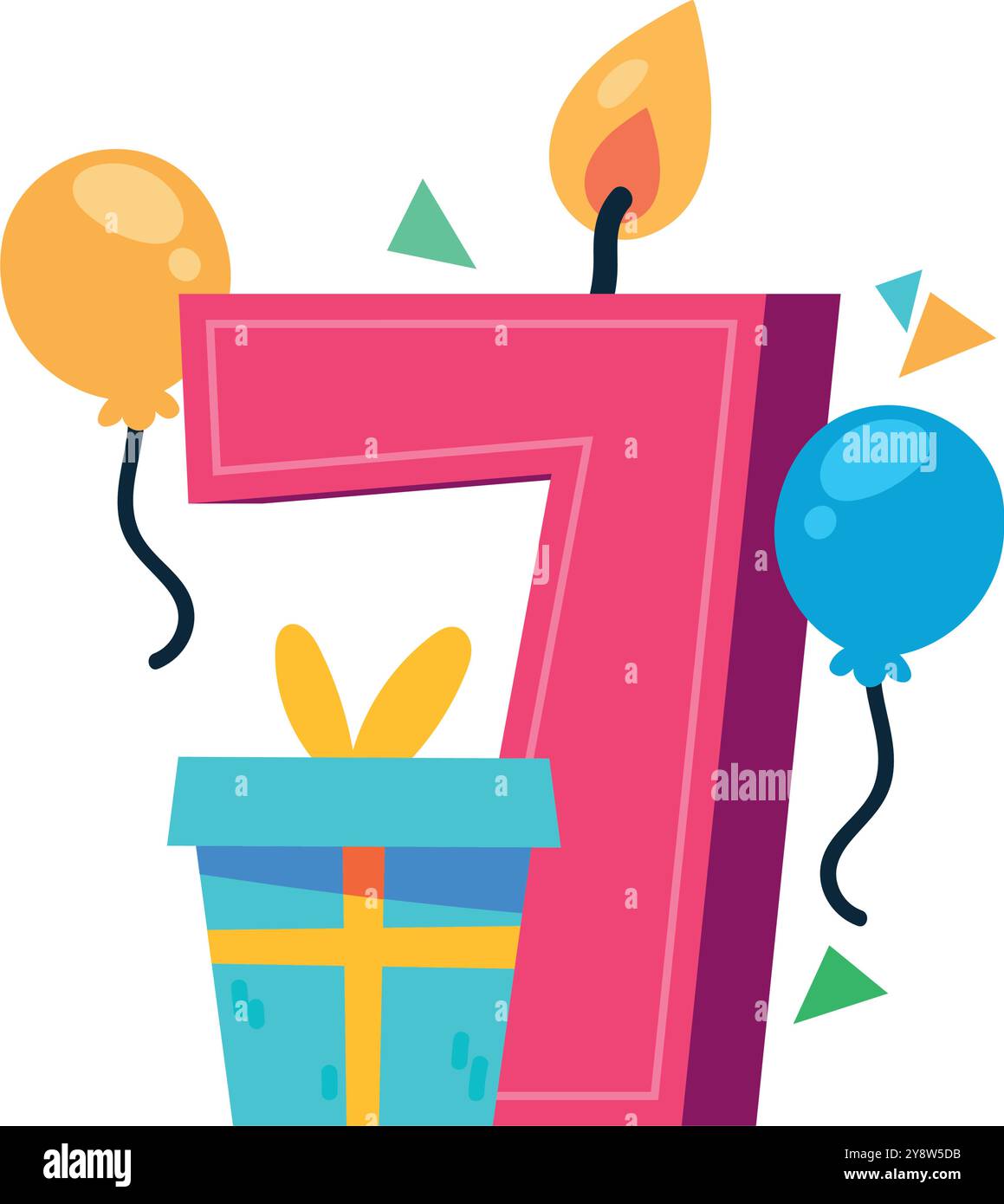 birthday candle number seven happy Stock Vector Image & Art - Alamy